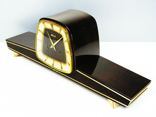 RARE BEAUTIFUL LATER ART DECO HERMLE CHIMING MANTEL CLOCK WITH BALANCE ...