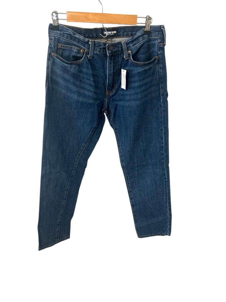 New Lands' End Men's Straight Fit 5 Pocket Stretch Denim Jeans Blue 30 ...