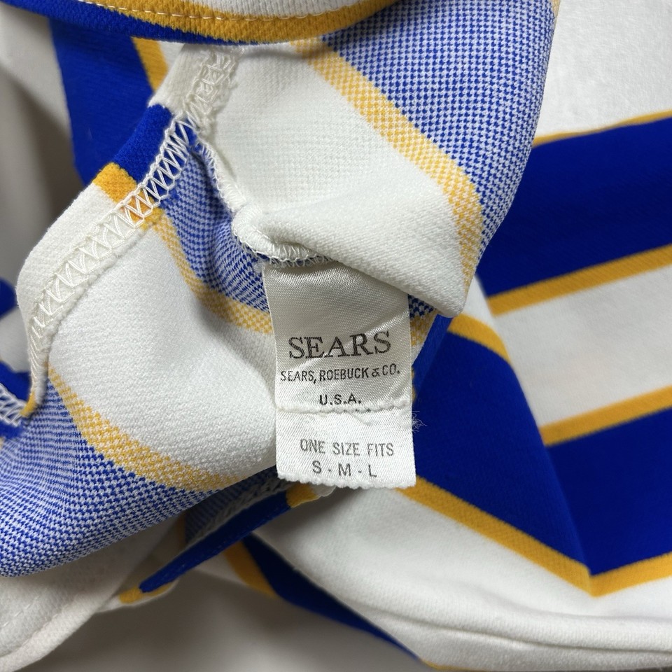 Vintage 70s Sears Roebuck Wrestling Singlet Pinstripe Blue White Yellow ...