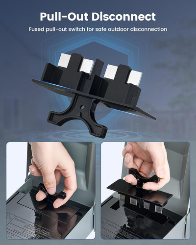 30 Amp Fused AC Disconnect Box, Outdoor Pull-Out Switch Enclosure with ...