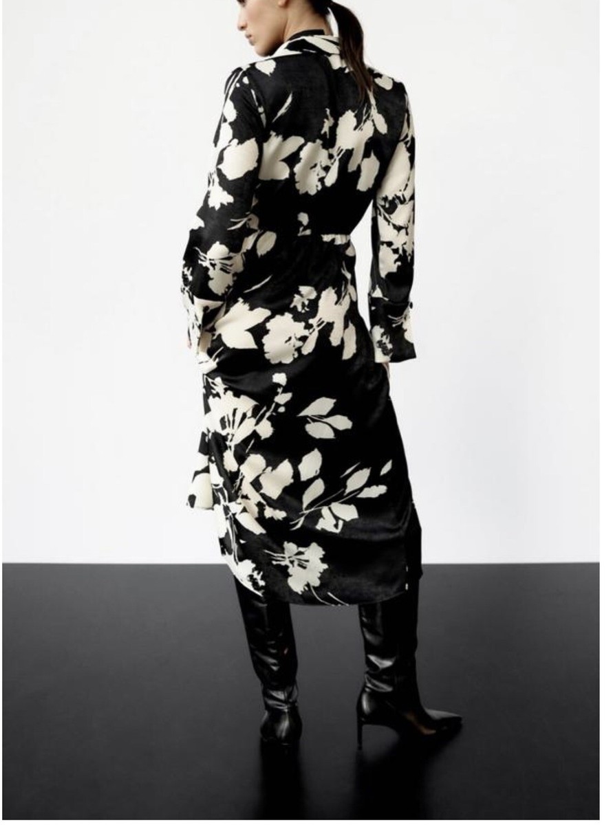 Zara Satin Effect Wrap Floral Print Midi Dress sz XS Zara Satin Effect Wrap Floral Print Midi Dress sz XS