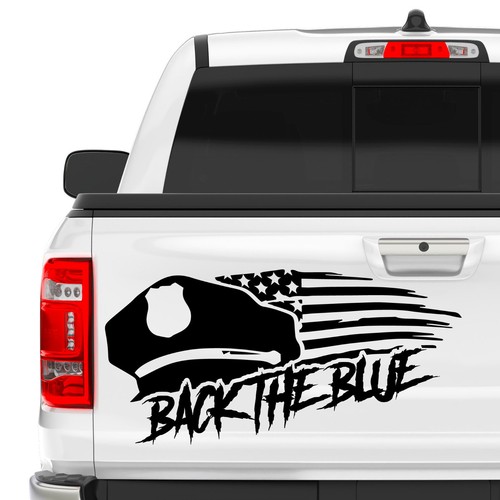 Back The Blue Decal Sticker Police Law Enforcement American Flag Truck ...