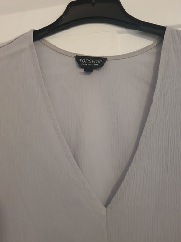 Original Topshop Pale Grey V Neck Flutter Sleeve Swing Blouse Top 6 OK ...
