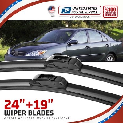 24" & 19" INCH Bracketless Windshield Wiper Blades J-HOOK All Season ...