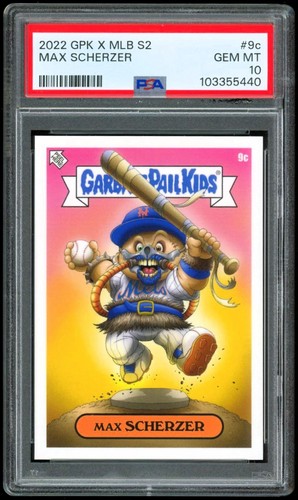 2022 GPK x MLB Garbage Pail Kids S2 #9c NAME VARIATION Max Scherzer PSA ...