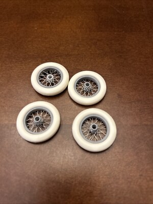 Vintage Model Resin Car Wire Wheels White Plastic Tires 1/24 1:24 | eBay