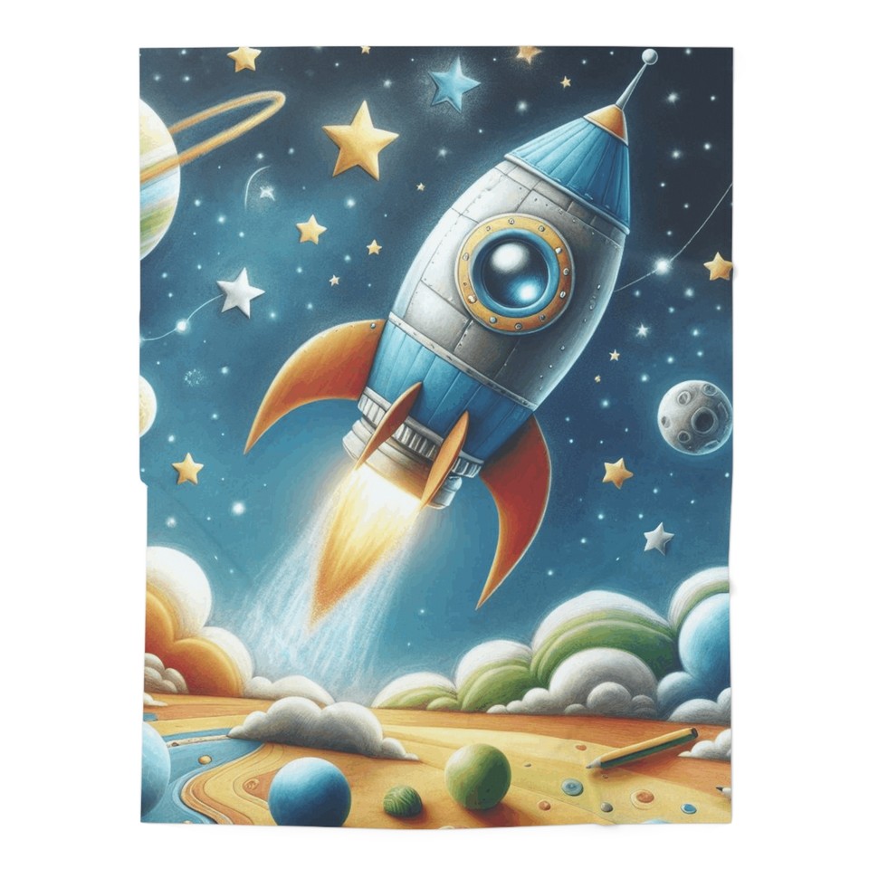 Baby Toddler Blanket Rocketship to Outer Space Childlike Design 7, Gift ...