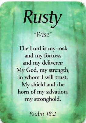Rusty "Wise" Keepsake Name Meaning Card with Verse | eBay