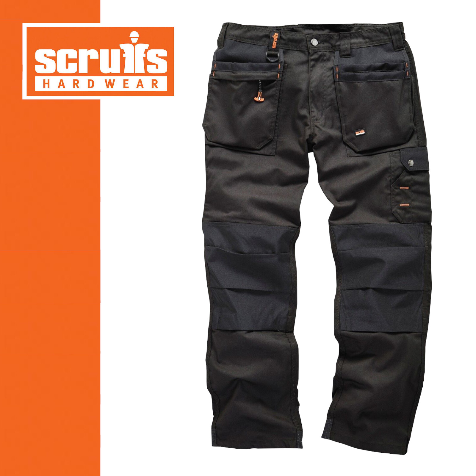 Scruffs 28-40" S/R/L BLACK WORKER PLUS Trousers Trade Hard Wearing Work ...