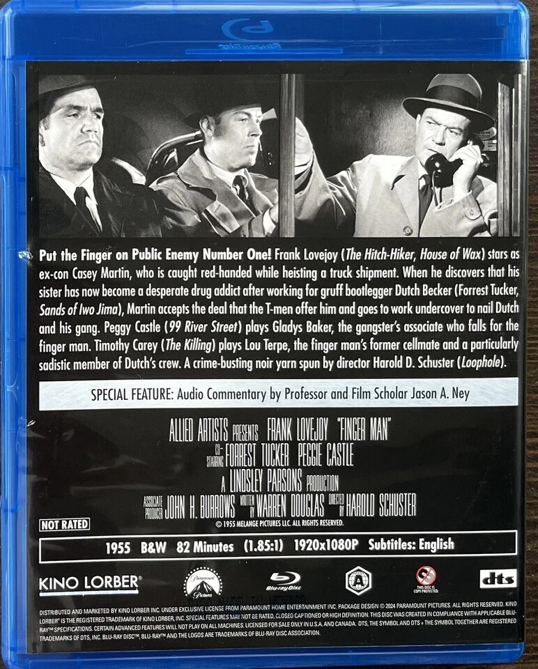FINGER MAN (Schuster 1955) Kino Lorber Blu-ray Region A Film Noir Frank ...