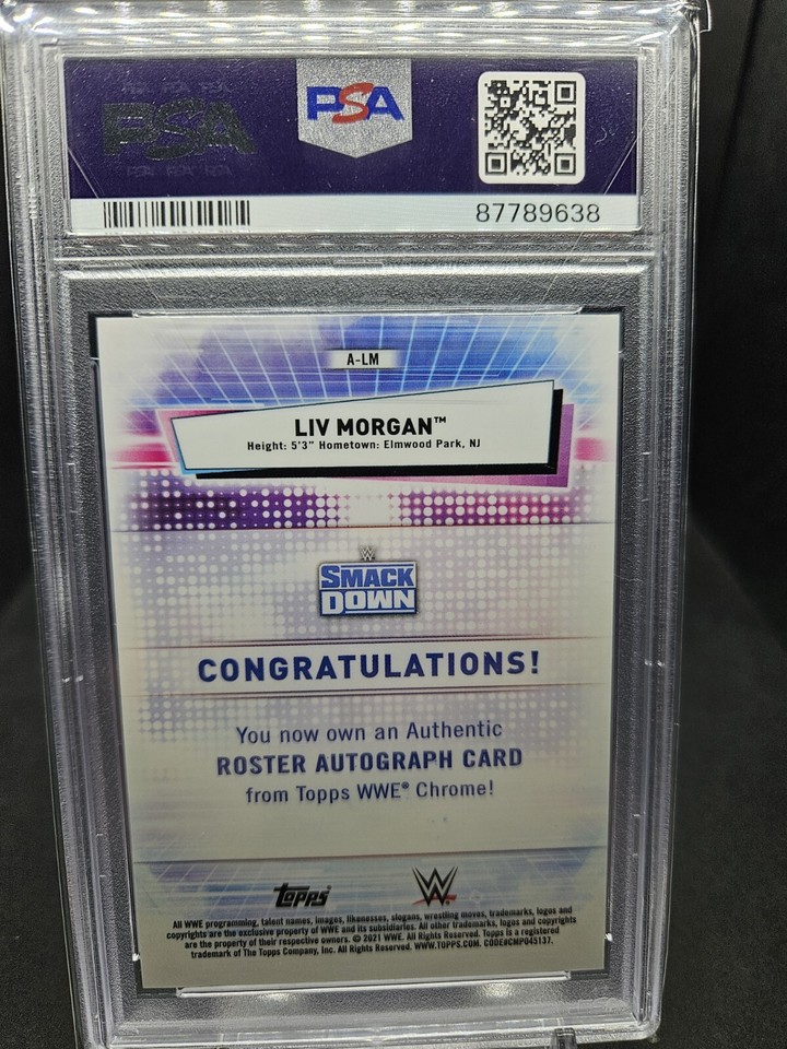 2021 Topps Chrome WWE Liv Morgan Auto Orange Refractor 23/25 PSA 10 ...