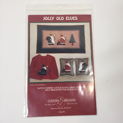 Jolly Old Elves Quilt Pattern 20" x 33" Country Appliques Santa ...