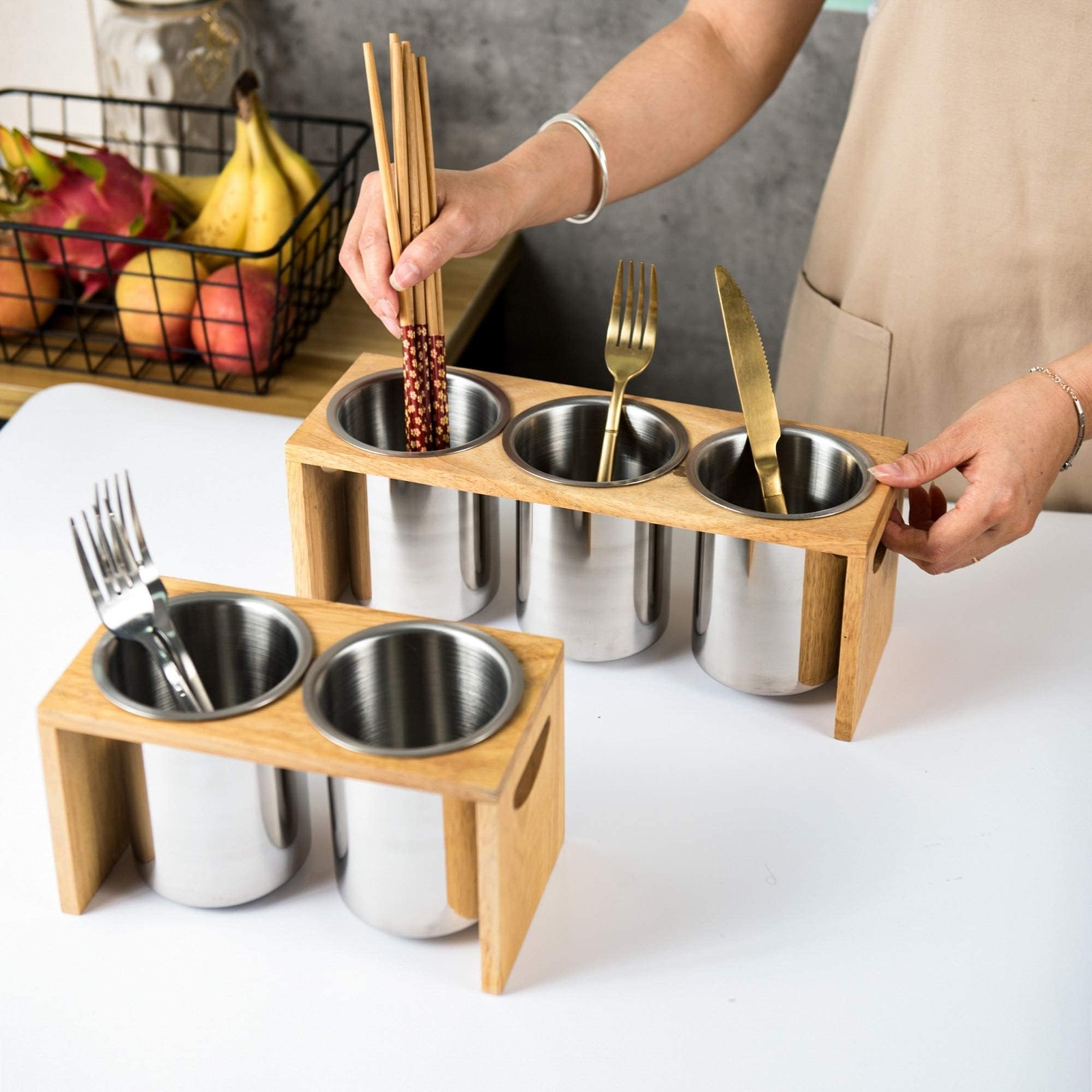 Silverware Caddy Flatware Holder Stainless Steel Utensil Caddy ...
