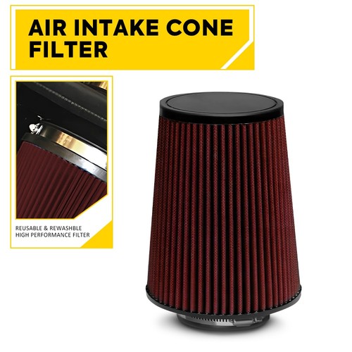 4" inch RED Truck Inlet Filter Air DryFlow Clamp-On Round Cone Air ...