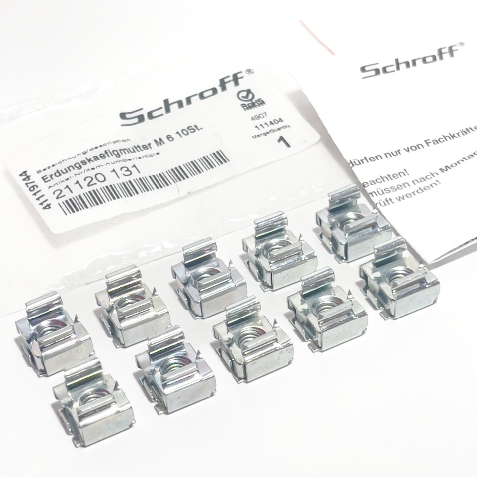 nVent Schroff 21120-131 Earthing Cage Nuts M6 19" Rack Zinc-Plated ...