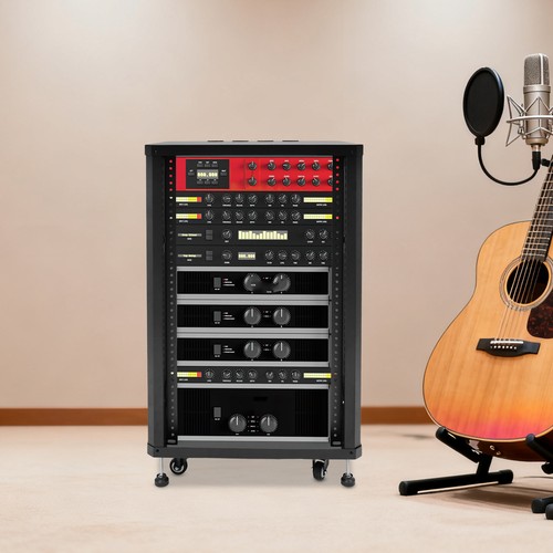 DJ Mixer Stand Rolling Network Cabinet Mixing Stand Audio Rack with 4 ...