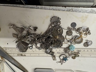 VINTAGE 925 SILVER JEWELLERY SALEABLE SOME SCRAP 166 GRAMS INC BAG ...
