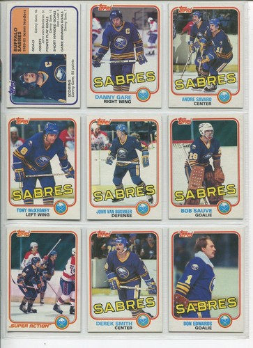 1981-82 TOPPS BUFFALO SABRES TEAM SET (9) NAT'L & EAST, McKEGNEY, SUAVE ...