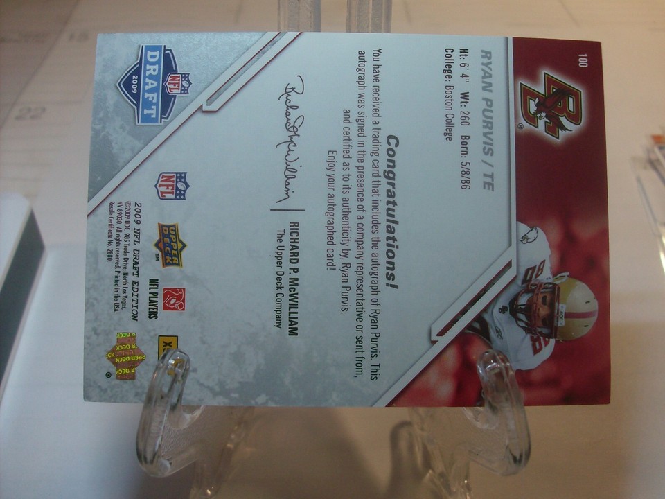 2009 Upper Deck Draft Edition Autographs Silver #100 - Ryan Purvis AU ...