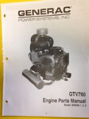 DIXIE CHOPPER Generac GTV 760 Engine Parts Manual Model 005058-1,2,3 ...