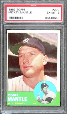 BB - 1963 Topps - #200 - Mickey Mantle - PSA 6 - EX-MT | eBay
