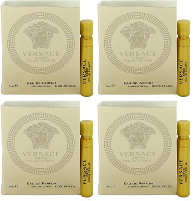 4 Vial Sample VERSACE EROS POUR FEMME for Women 0.03 oz 1 ml Eau de ...