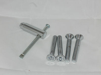 FOUR CHROME WHEEL RIM CENTER CAP LOCKS SCREWS CONE SEAT 5/16" THREAD 1. ...