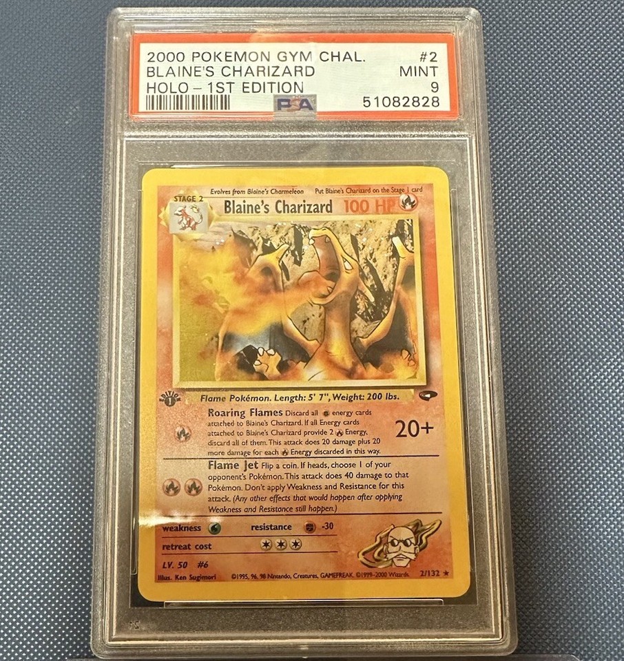 Pokemon Base 1st edition Gym Challenge Blaine's Charizard PSA 9 | eBay