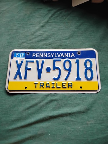 2015 Pennsylvania TRAILER License Plate - "XFV 5918" 7-15 | eBay