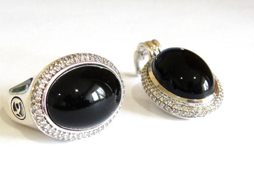 DAVID YURMAN OVAL CABOCHON BLACK ONYX DIAMOND ICE RING | eBay