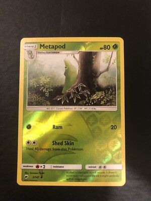 Metapod - 2/147 - Uncommon - Reverse Holo LP, English Pokemon Sun ...