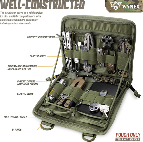 Tactical Folding Admin Pouch, Molle Tool Bag of Laser-Cut Design ...