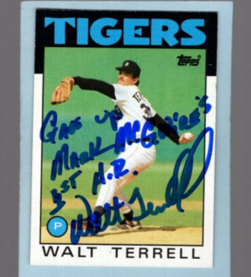 Autographed Walt Terrell Gave up Mark McGwire's 1st H.R. added Tigers 1986 Topps | eBay