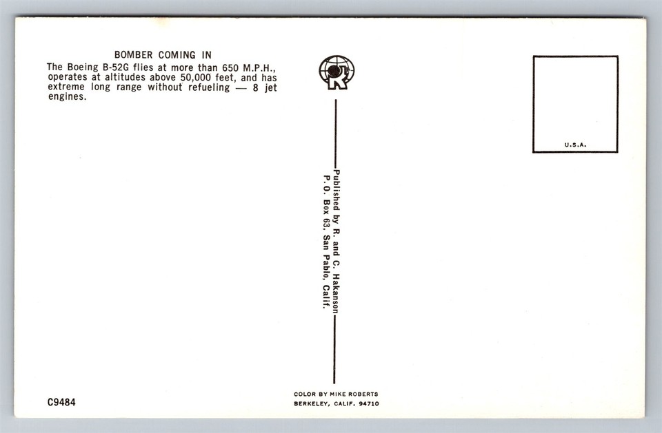 Military Aviation Postcard Boeing B-52G Bomber HB9 | eBay
