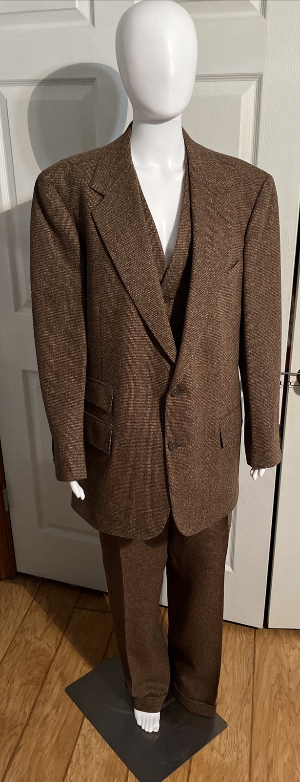 VTG 70s 80s Alan Flusser 3 Piece Suit English Houndst… - Gem