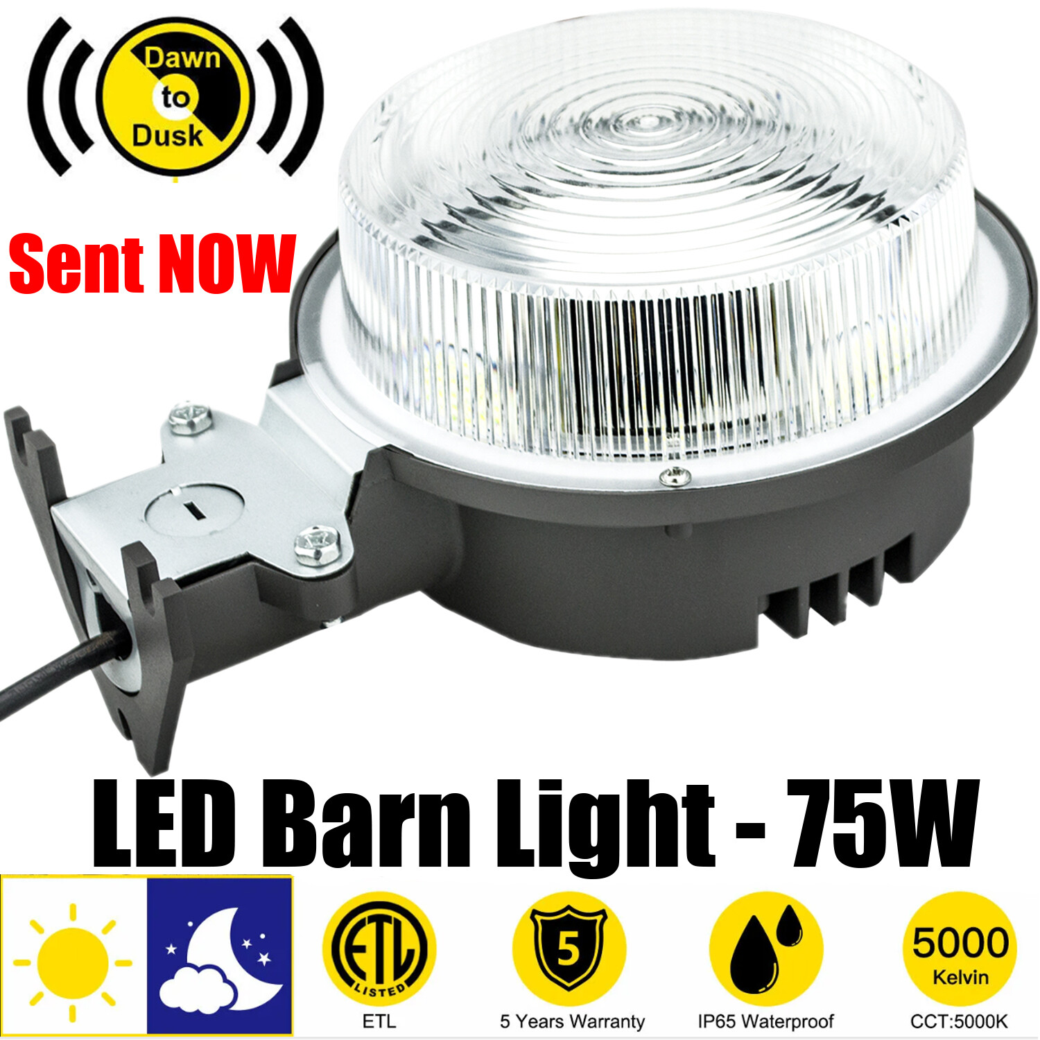 Led Barn Lights 75 Watts, Yard Area Dusk to Dawn Outdoor Security Area ...