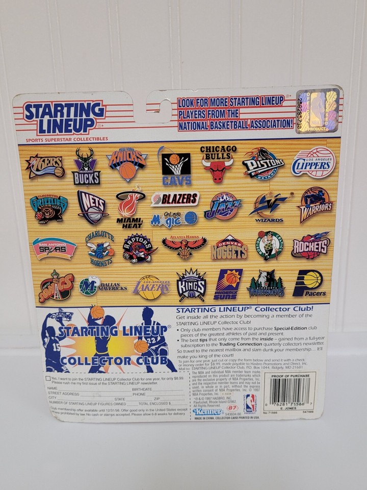 1997 NBA Starting Lineup Extended Eddie Jones Los Angeles Lakers Action ...