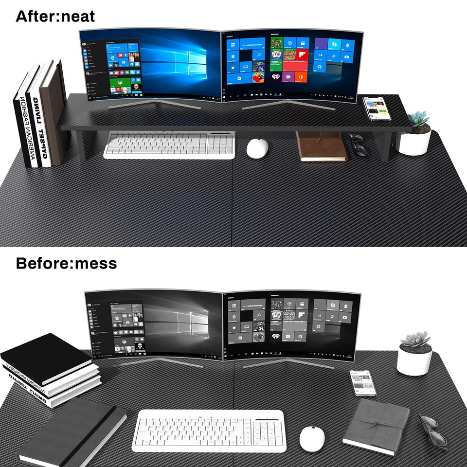 Dual Monitor Stand - Adjustable Legs, Dual Monitor Riser, Carbon Fiber ...