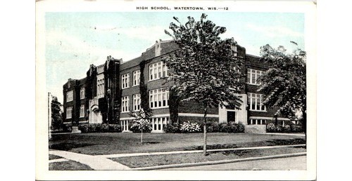 Watertown WI High School 1940 Postcard Jefferson County Veterans Admin ...