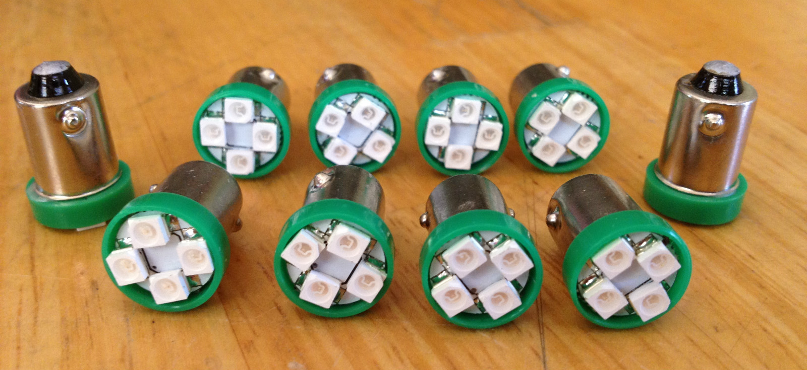 10 Green *BRIGHT* 12V LED Instrument Panel BA9S 1815 Light Bulb Lamp ...