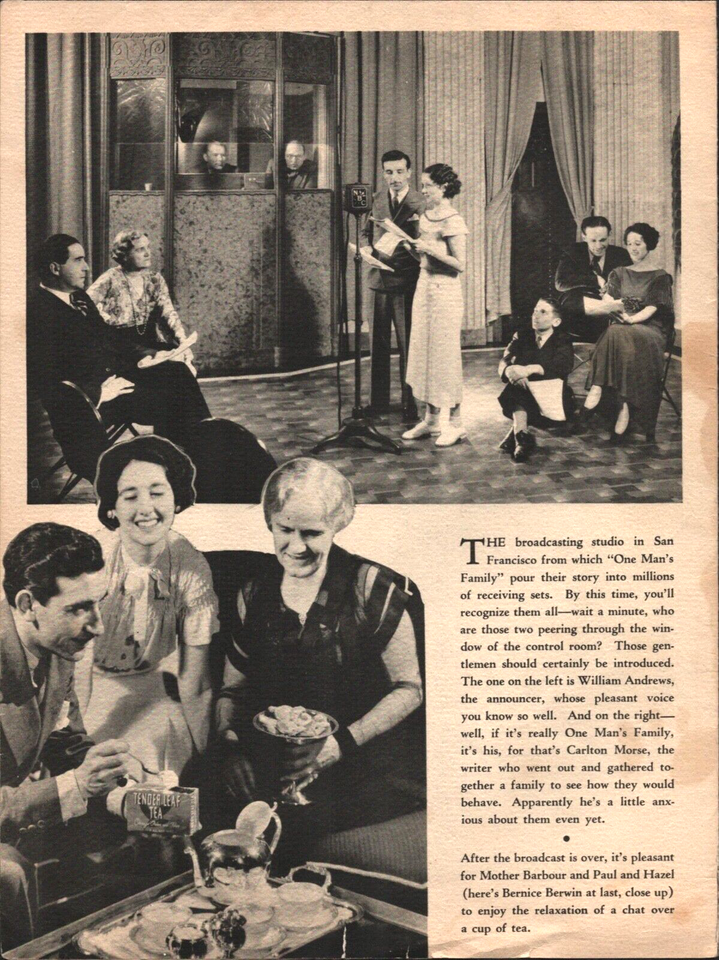 1935 ONE MAN'S FAMILY: U.S. RADIO SOAP OPERA PROGRAM vintage brochure ...