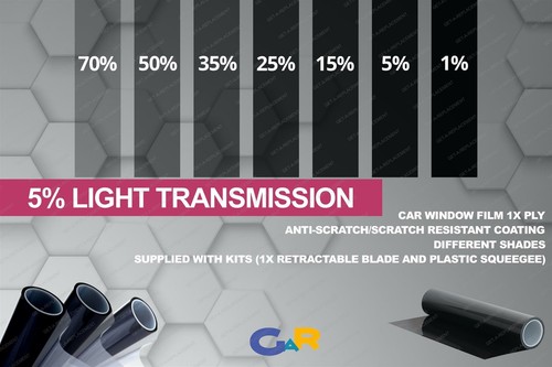 Limo Black 5% Car window tint 6m x75cm (19'8"x2'6") Film Tinting car ...