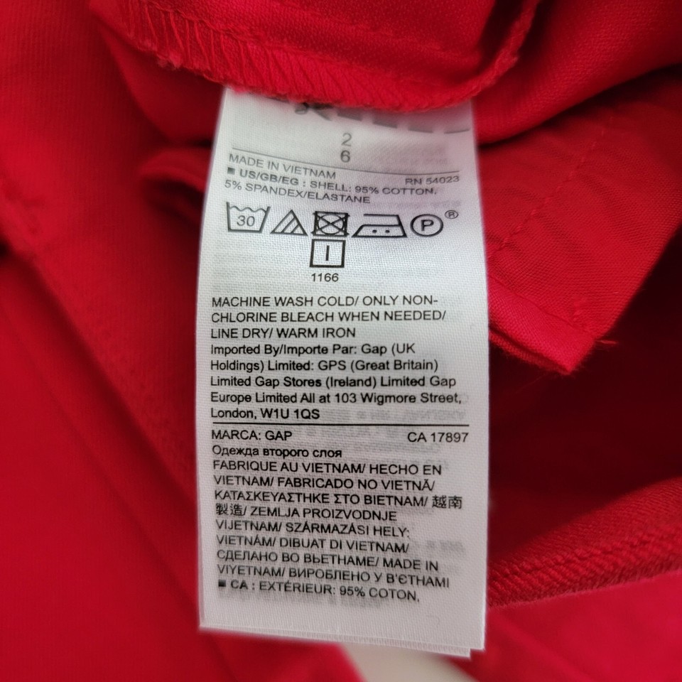 Gap Skinny Ankle Mid-Rise Pants Red Size 2 NWT | eBay