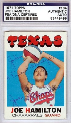 Joe Hamilton Auto Signed 1971 Topps Card 164 Texas Chaparrals "To John ...