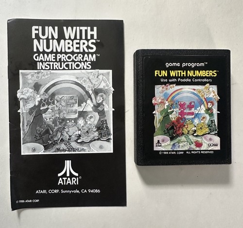 Fun With Numbers Atari 2600 1986 Label with Manual! | eBay