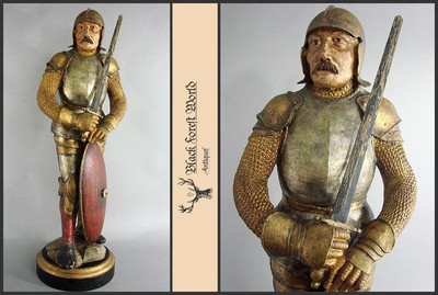 black forest carved Wooden Knight with Byrnie very fine detailed | eBay