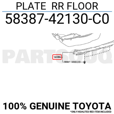 5838742130C0 Genuine Toyota PLATE RR FLOOR 58387-42130-C0 | eBay
