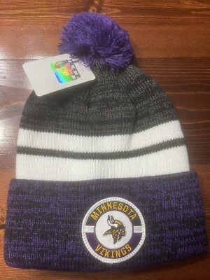 NWT Minnesota Vikings Gray Purple Winter Knit Pom Beanie Official NFL ...
