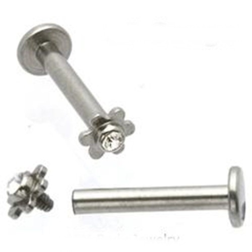 Lip Monroe Stud 16 Gauge 5/16" Daisy Flower 4mm Top Internal Steel SET ...