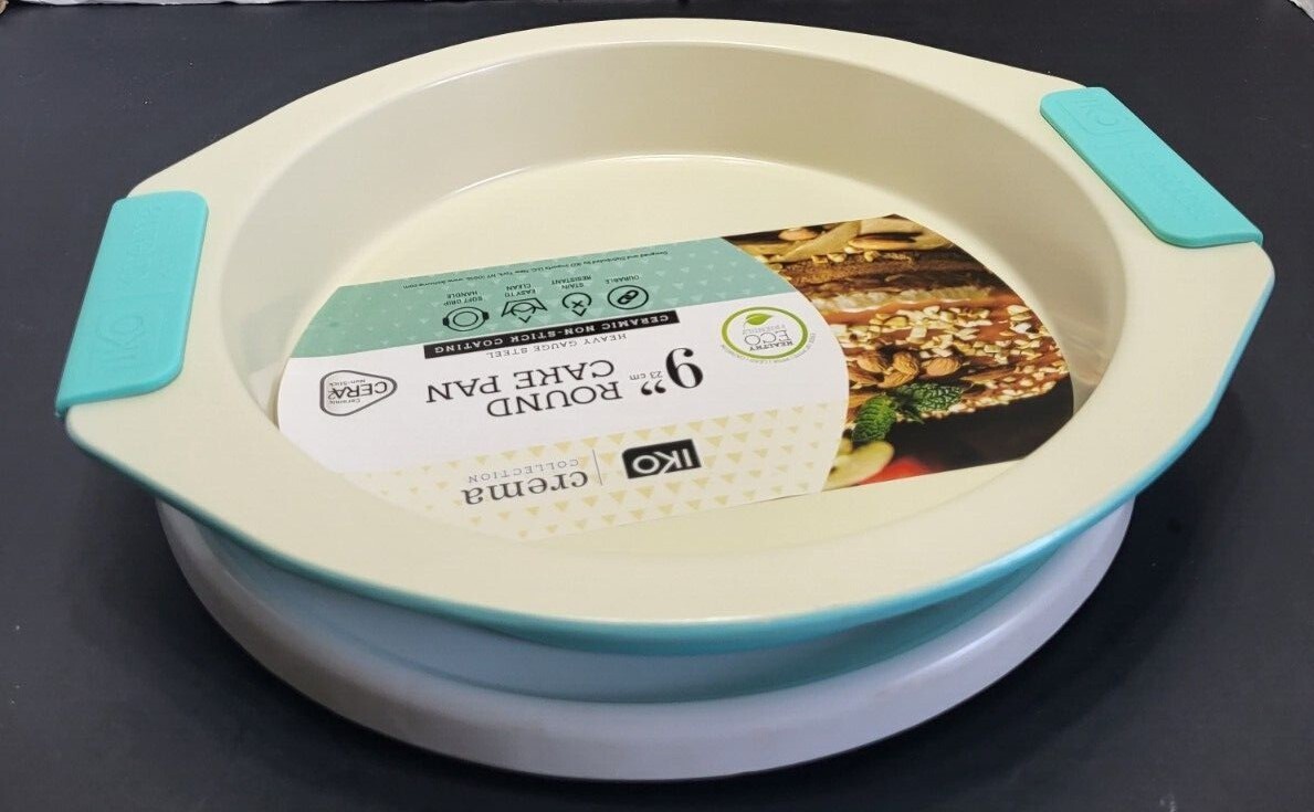 IKO Crema Collection 9” Round Ceramic Non-stick Turquoise Baking Cake ...
